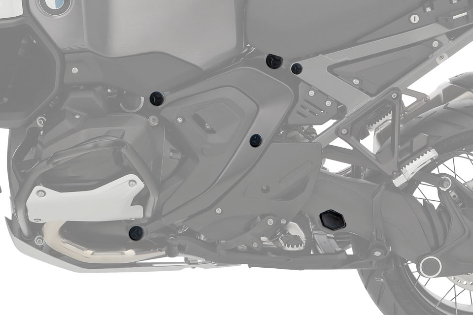 Wunderlich BMW R1300 GS Adventure Frame Plugs, 10-piece Set, Black